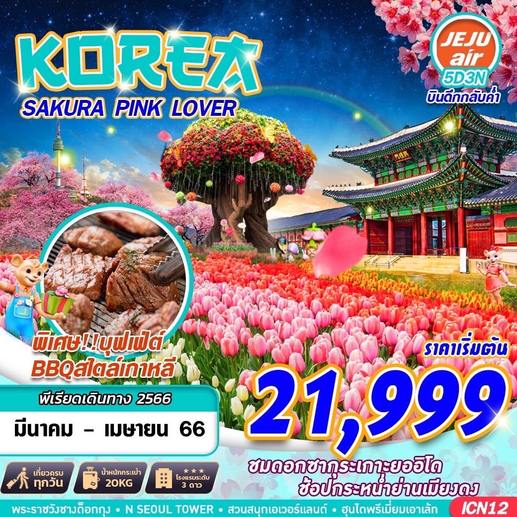 KOREA SAKURA LOVER 5D3N โดยสายการบิน Jeju Air (7C)